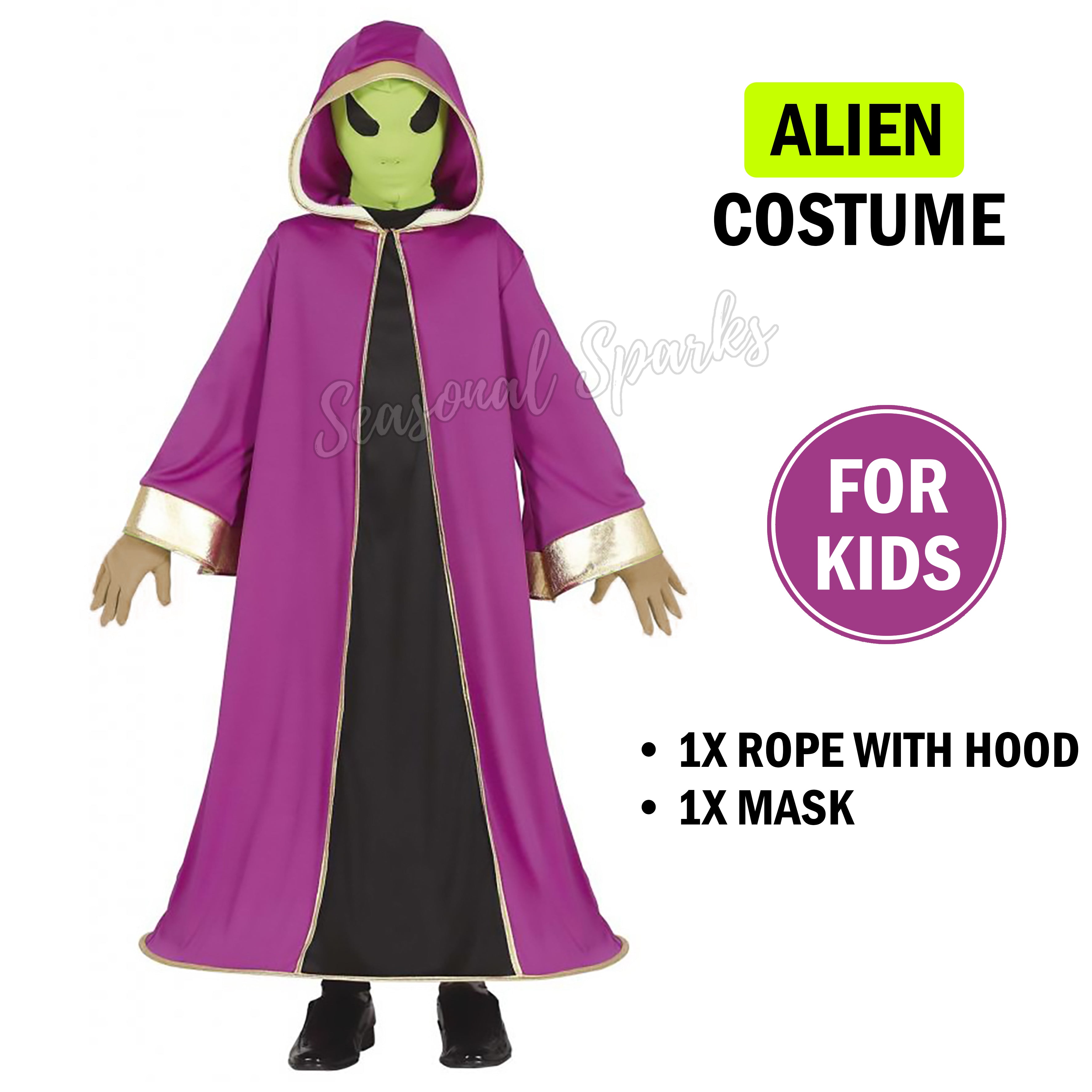 Child Kids Alien Costume Robe Mask Set Halloween Fancy Dress Party ...