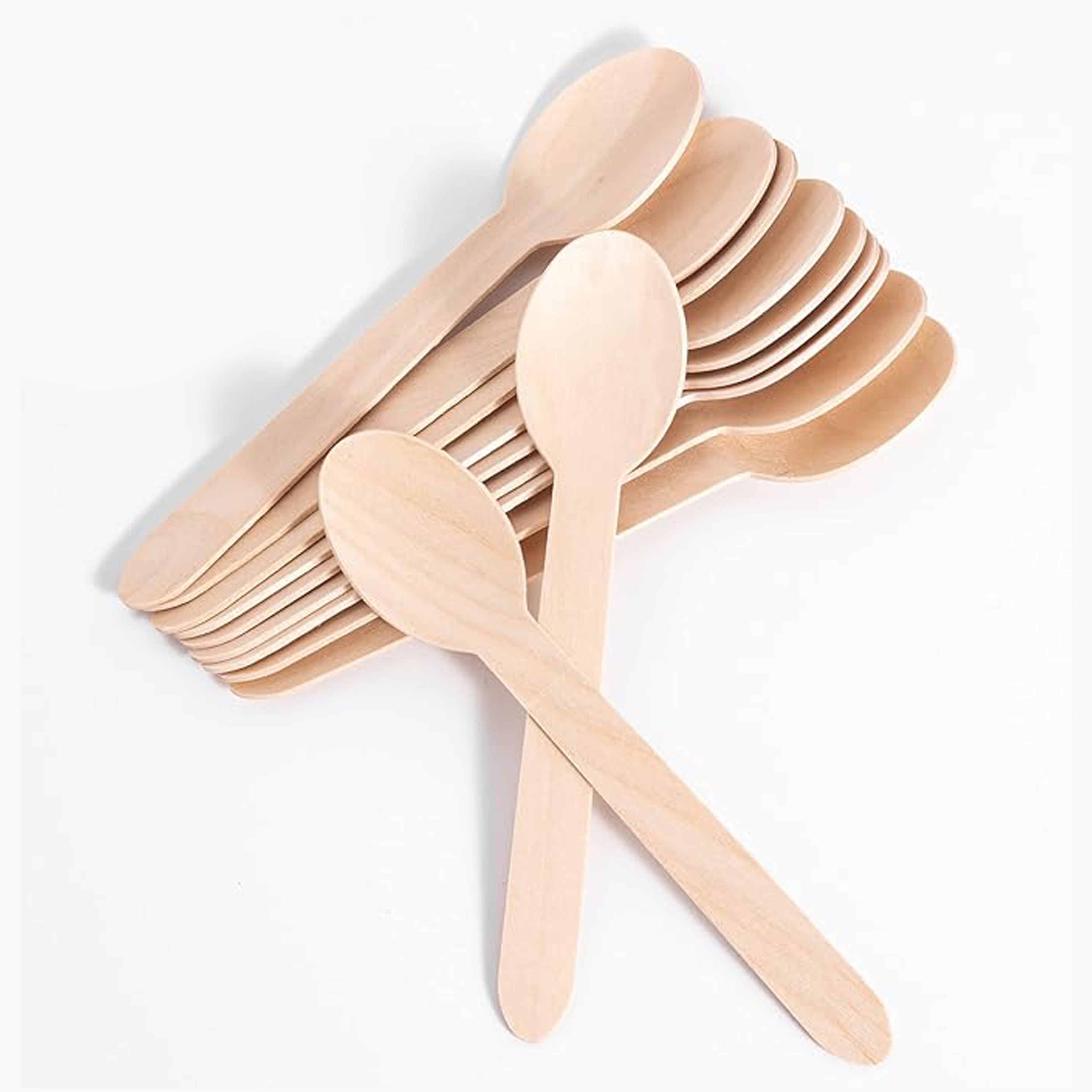 50-1000pcs Disposable Wooden Wood Spoons Eco friendly Compostable Party ...