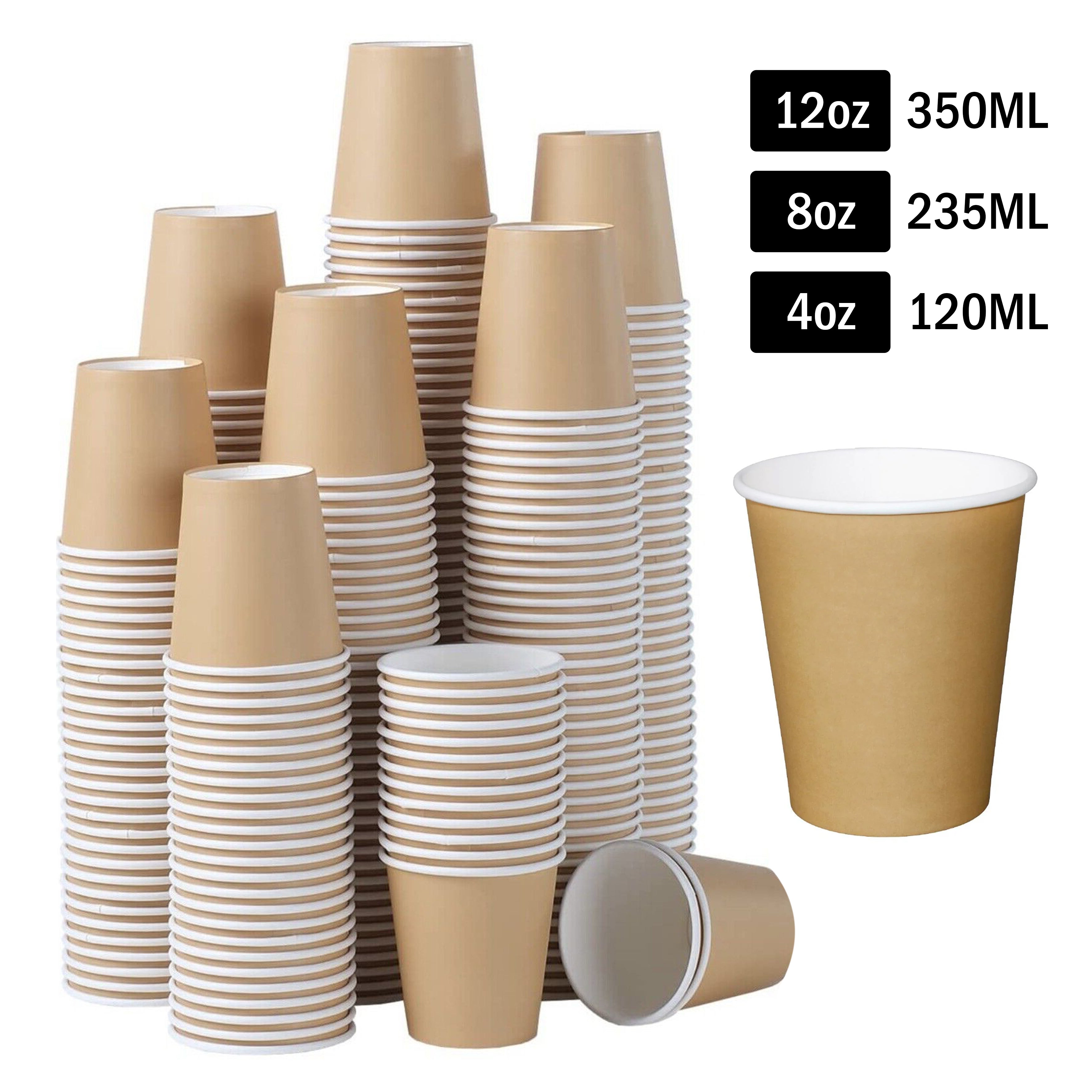 4oz 8oz 12oz Disposable Brown Paper Cups Coffee Takeaway Drink Tea ...
