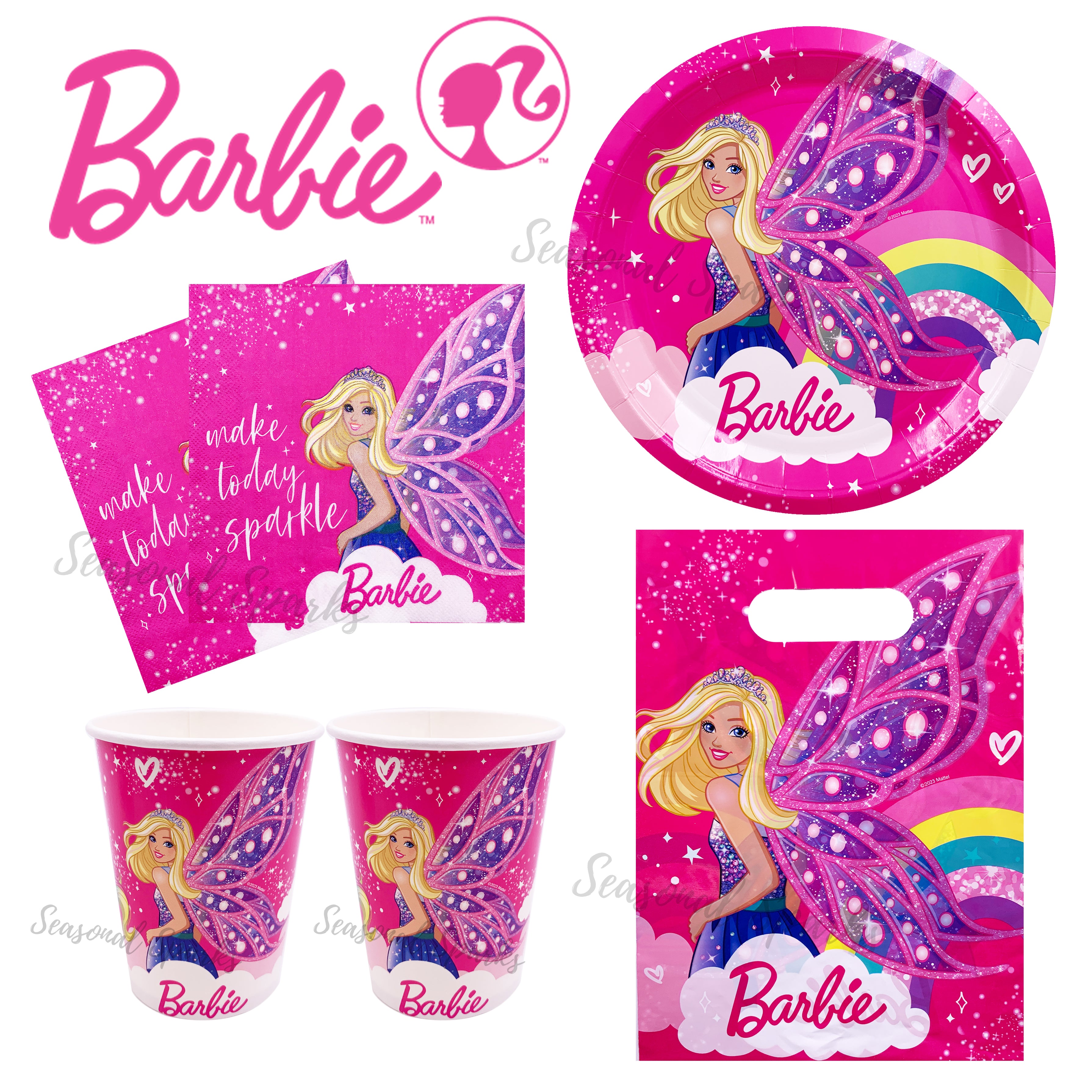 Barbie Girl Paper Plate Cup Napkin Lootbag Girl Birthday Party Kids ...