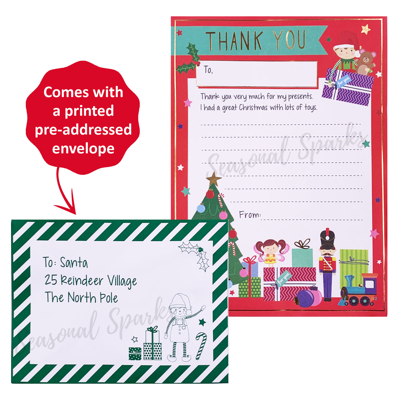6pcs Christmas Personalise Letter To Santa Card Envelope Xmas Elf Kids ...